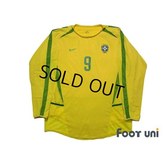 Brazil 2002 Home Authentic Long Sleeve Shirt Jersey #9 Ronaldo - Online ...