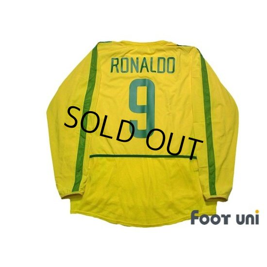 Brazil 2002 Home Authentic Long Sleeve Shirt Jersey #9 Ronaldo - Online ...